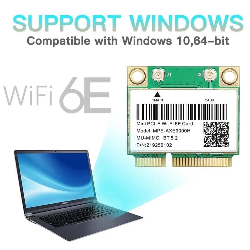 6Ghz/5G/2.4Ghz Wifi 6E Mini PCIE Wifi Card For Bluetooth 5.2 Intel ...